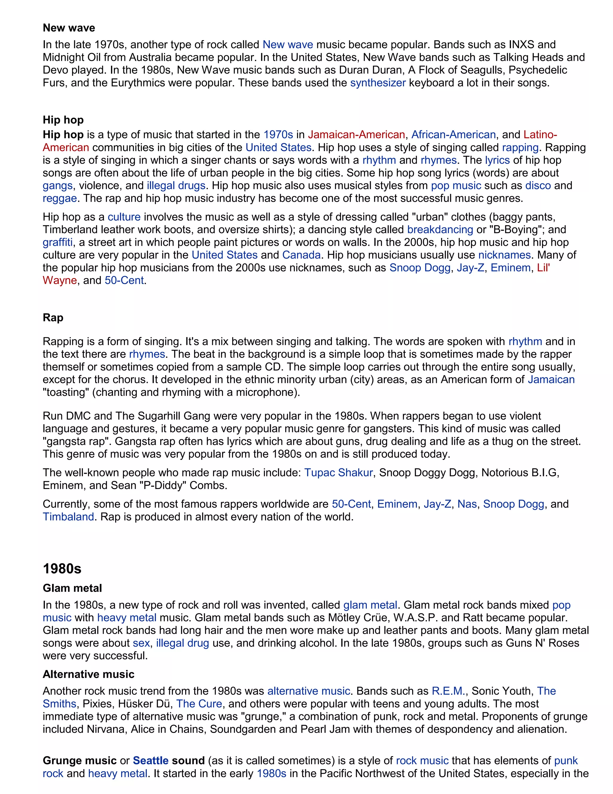 History of music 50s 60s etc | DOCX
