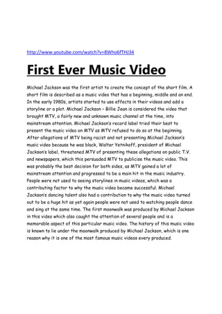 History of music video | PDF