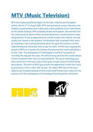 History of music video | DOCX