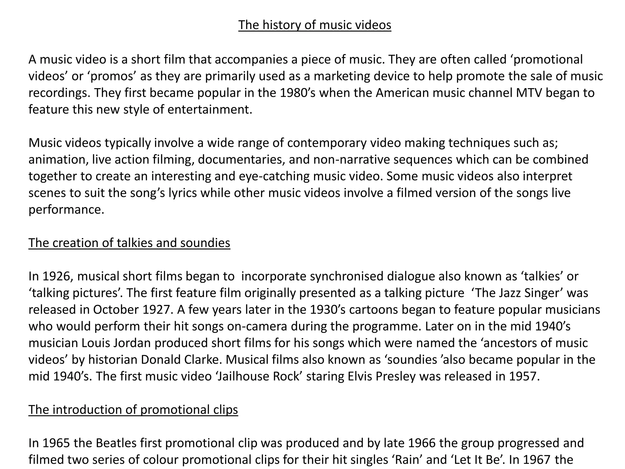 History of music videos | PPT