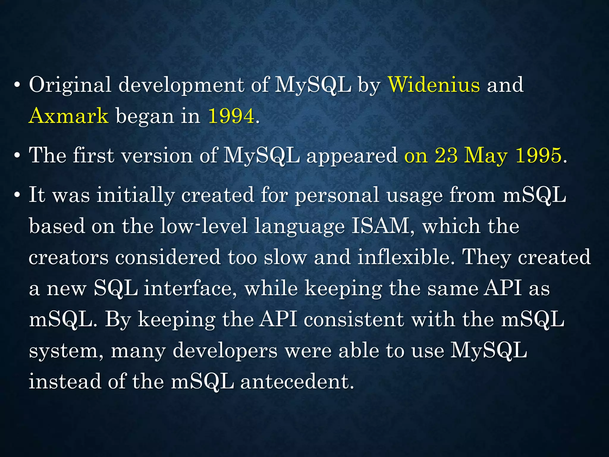 History of MySQL | PPTX