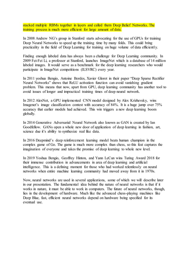 History of neural networks | DOCX