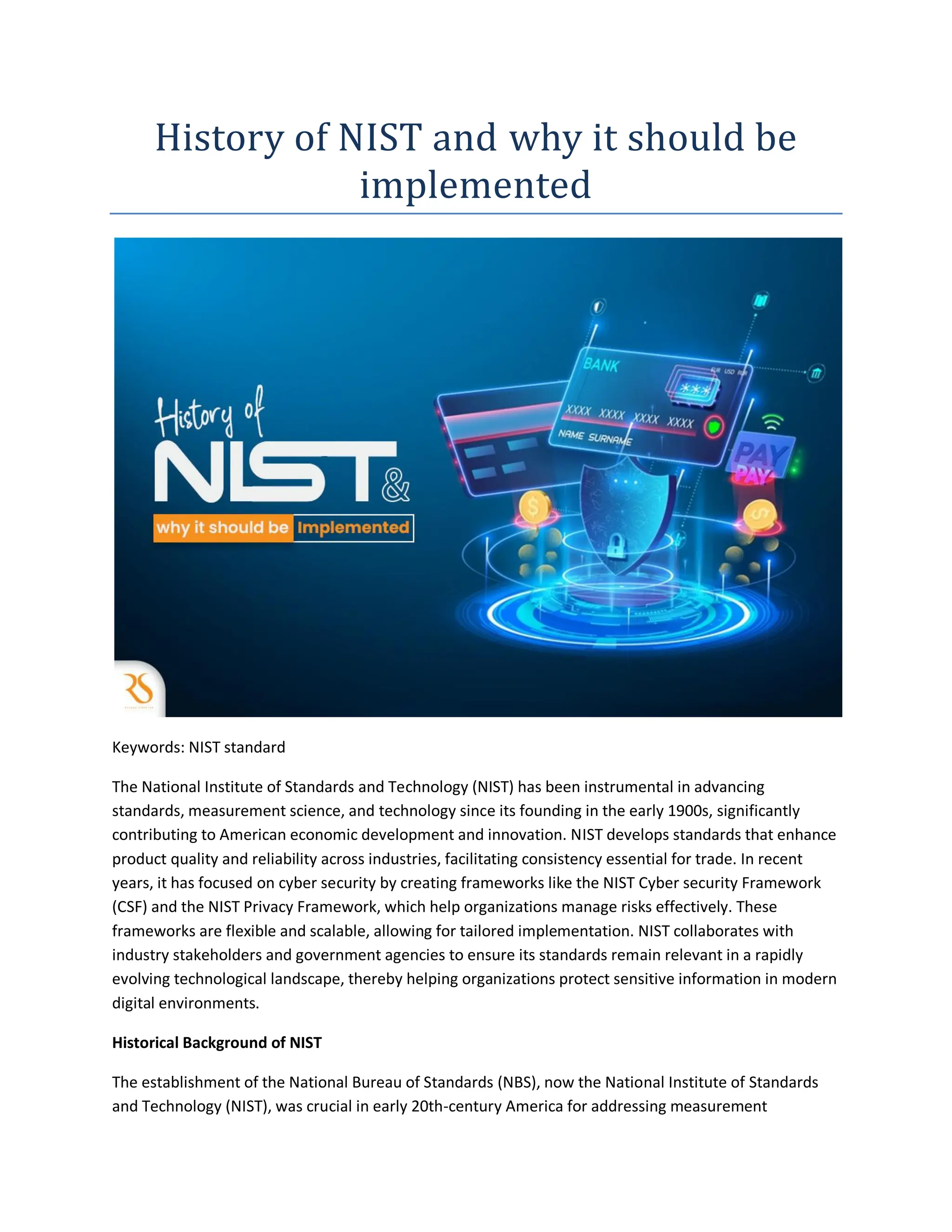 History of NIST and why it should be implemented.pdf
