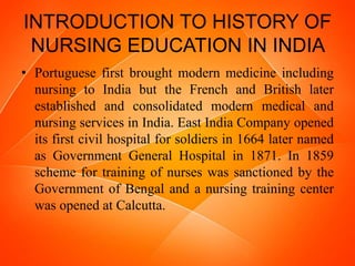History of nursing education in india | PPTX
