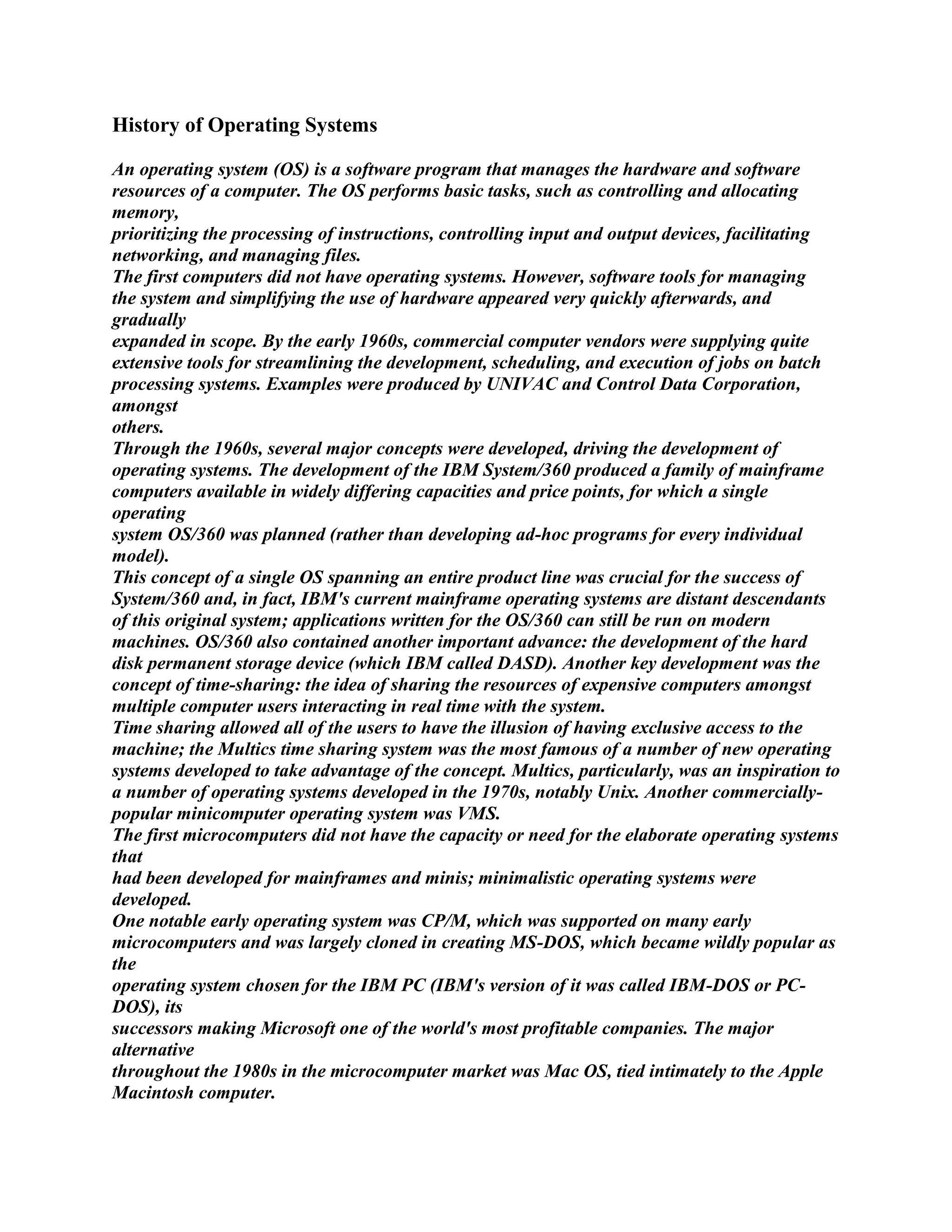 History of operating systems | DOCX