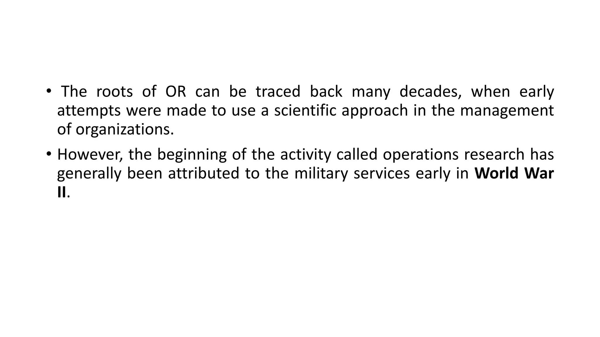 History of Operations Research | PPTX