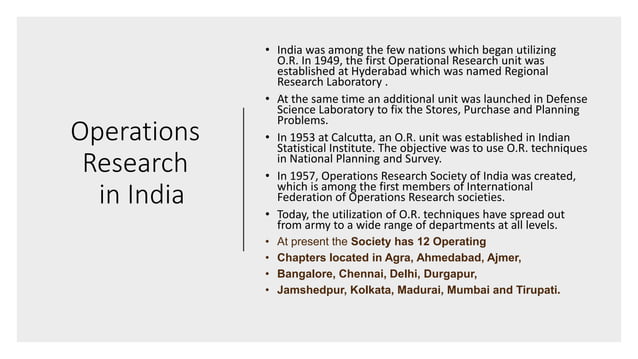 History of Operations Research | PPTX | Business | Business and Finance
