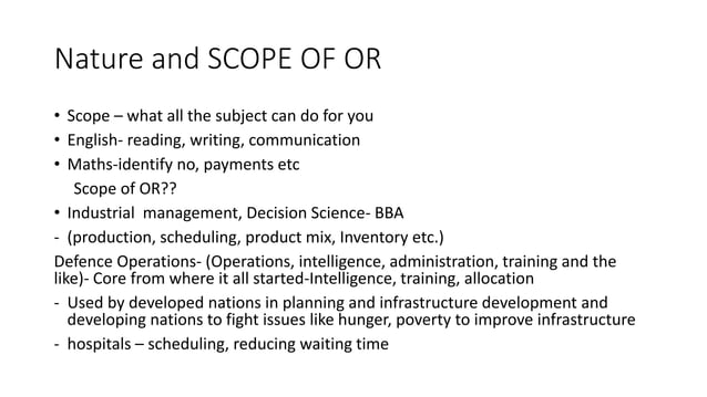 History of Operations Research | PPTX | Business | Business and Finance