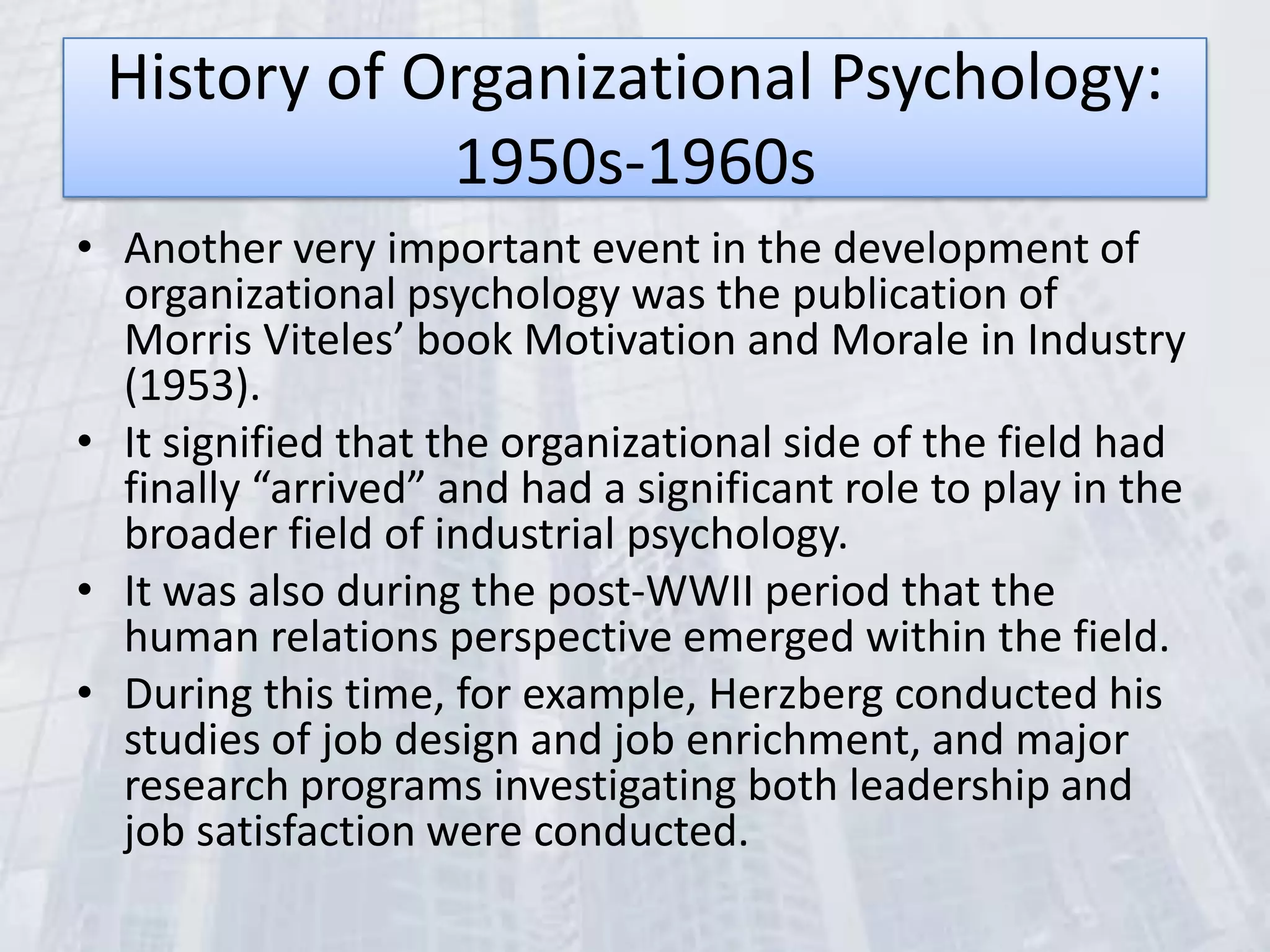 History of organizational psychology | PPTX