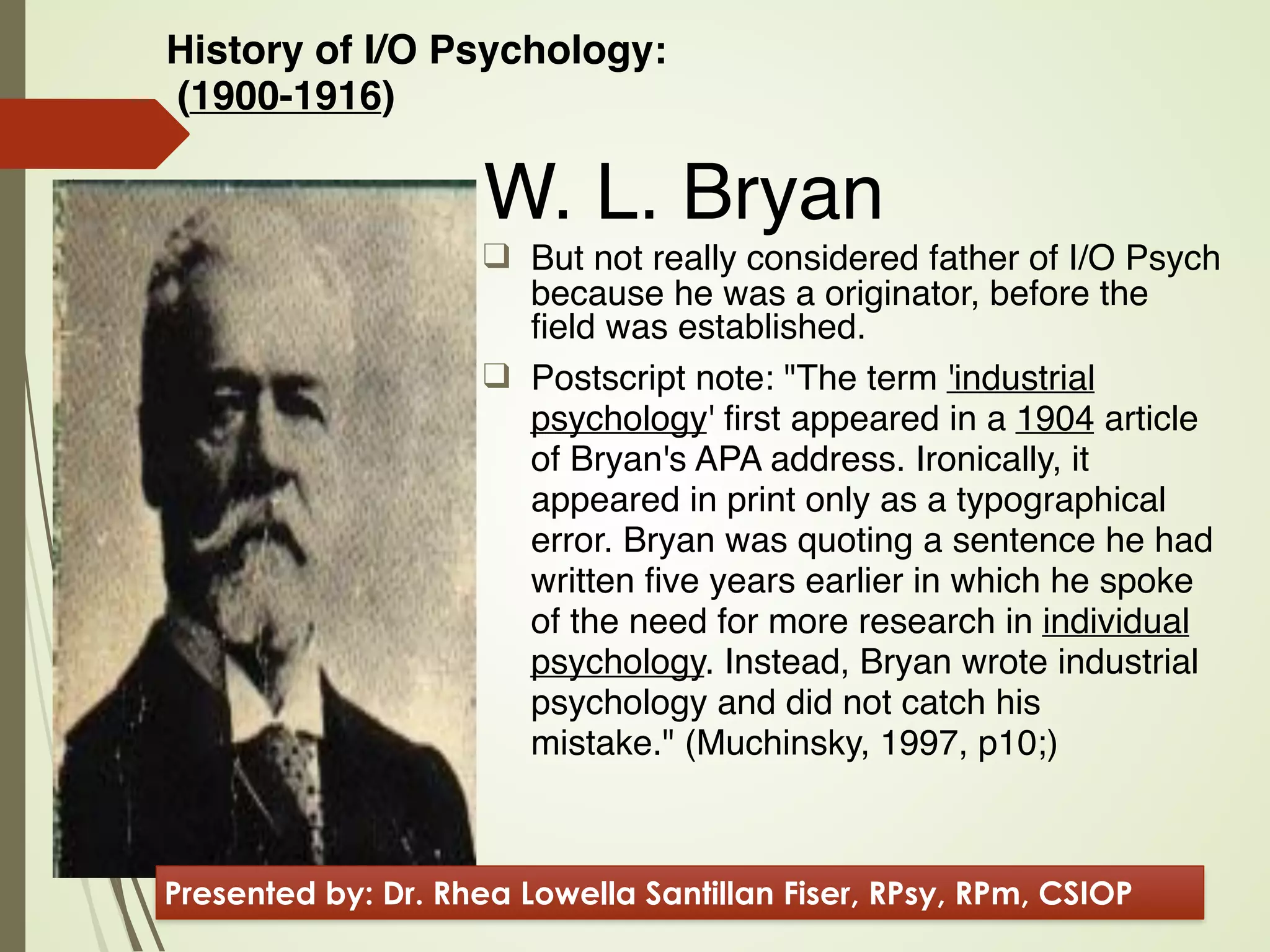 History of Industrial -Organizational Psychology | PDF