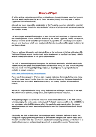 History of paper | DOCX