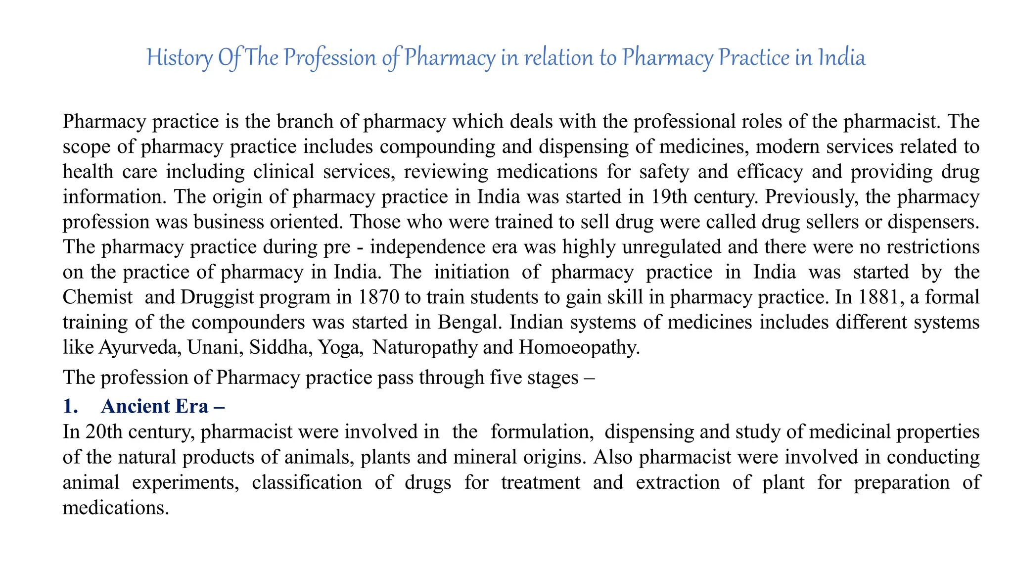 History and Development of Pharmacy in India | PPTX