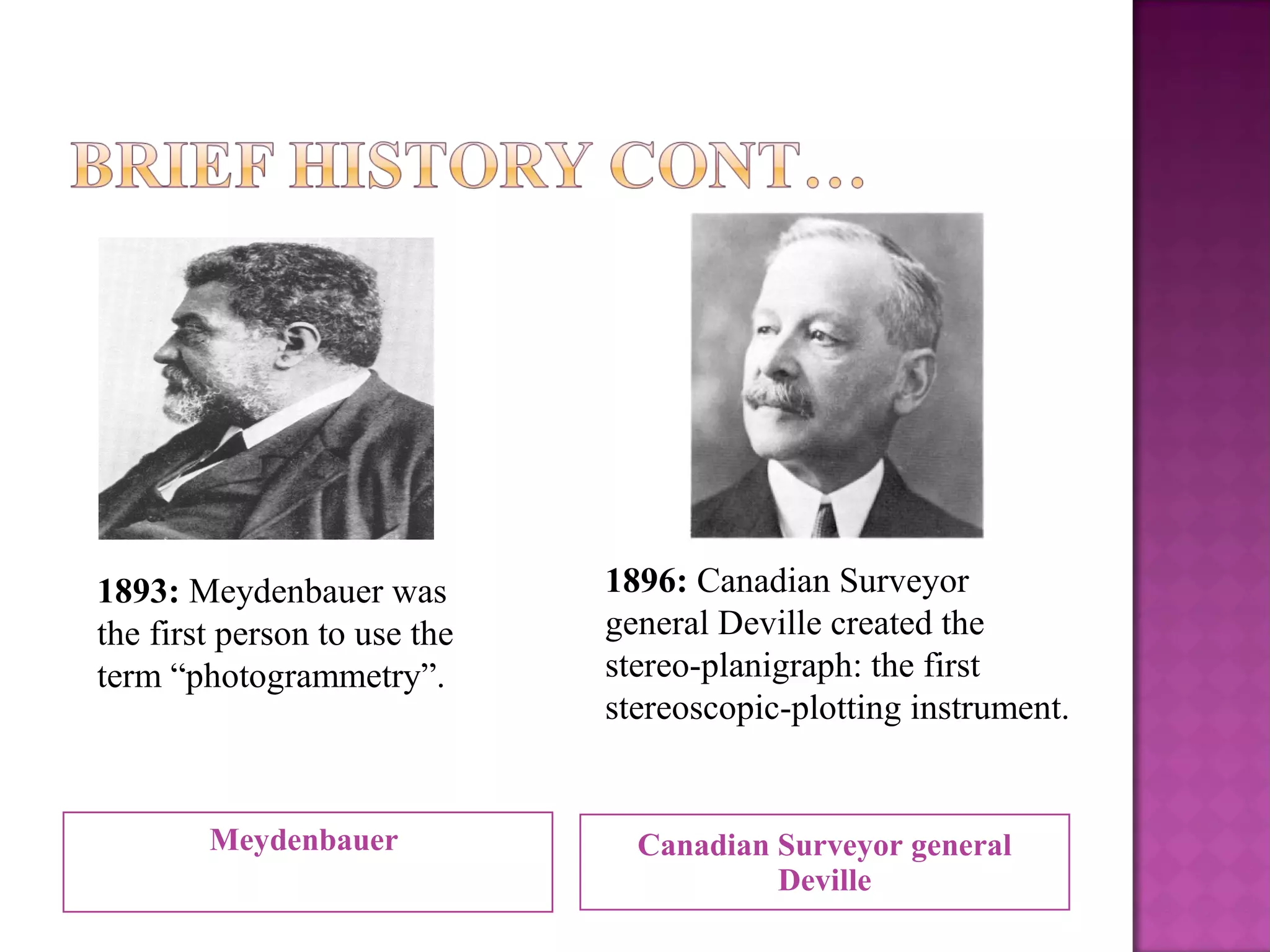 Historical Development of Photogrammetry | PPT