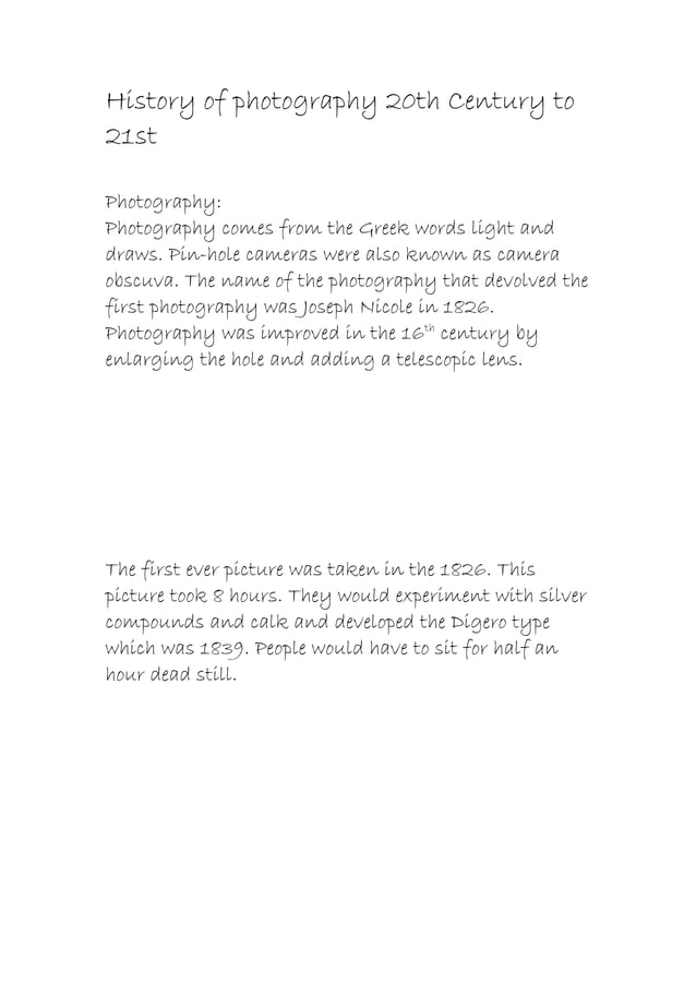 History of photography 20th century to 21st | DOC