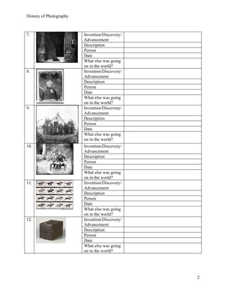 History of photo worksheet | DOC