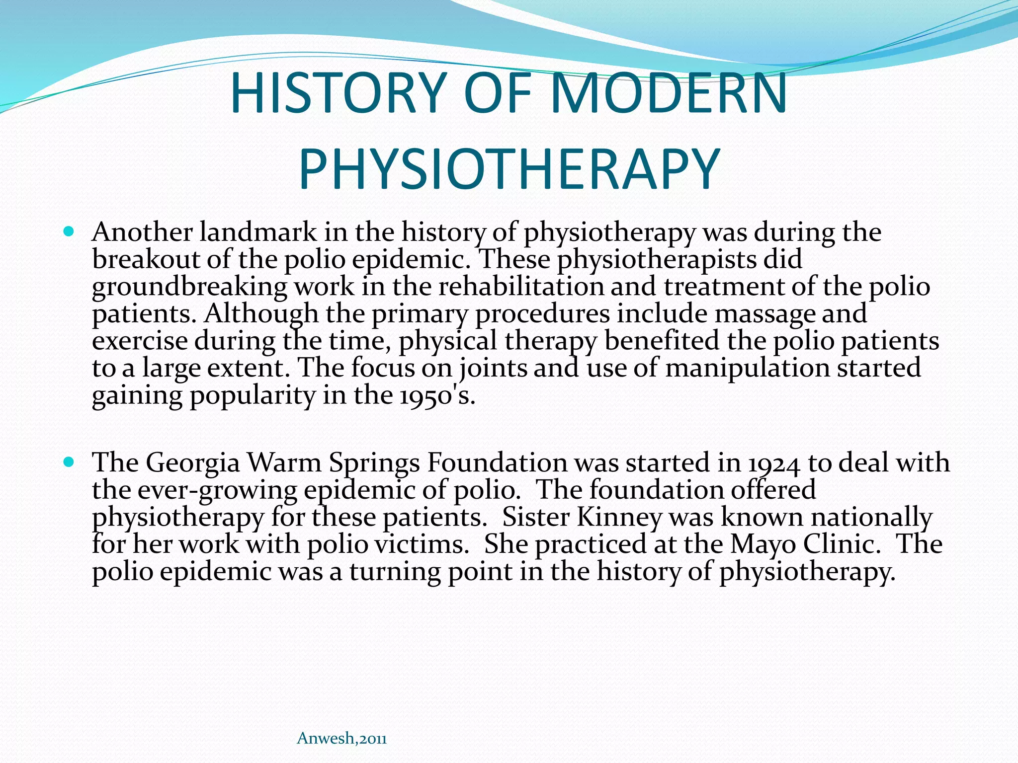 History of physiotherapy | PPTX