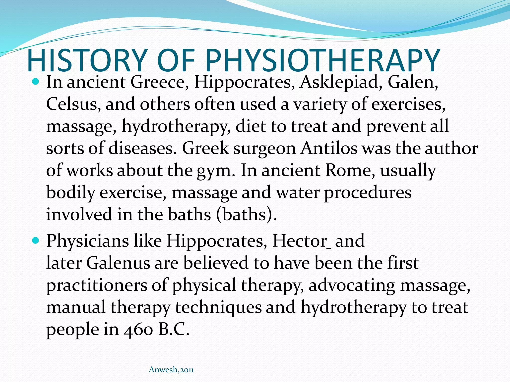 History of physiotherapy | PPTX
