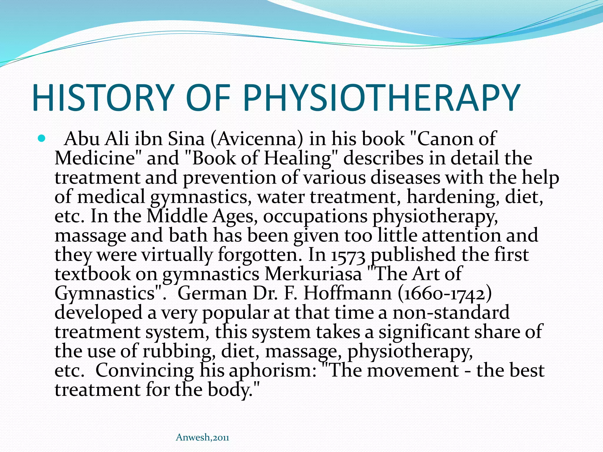History of physiotherapy | PPTX