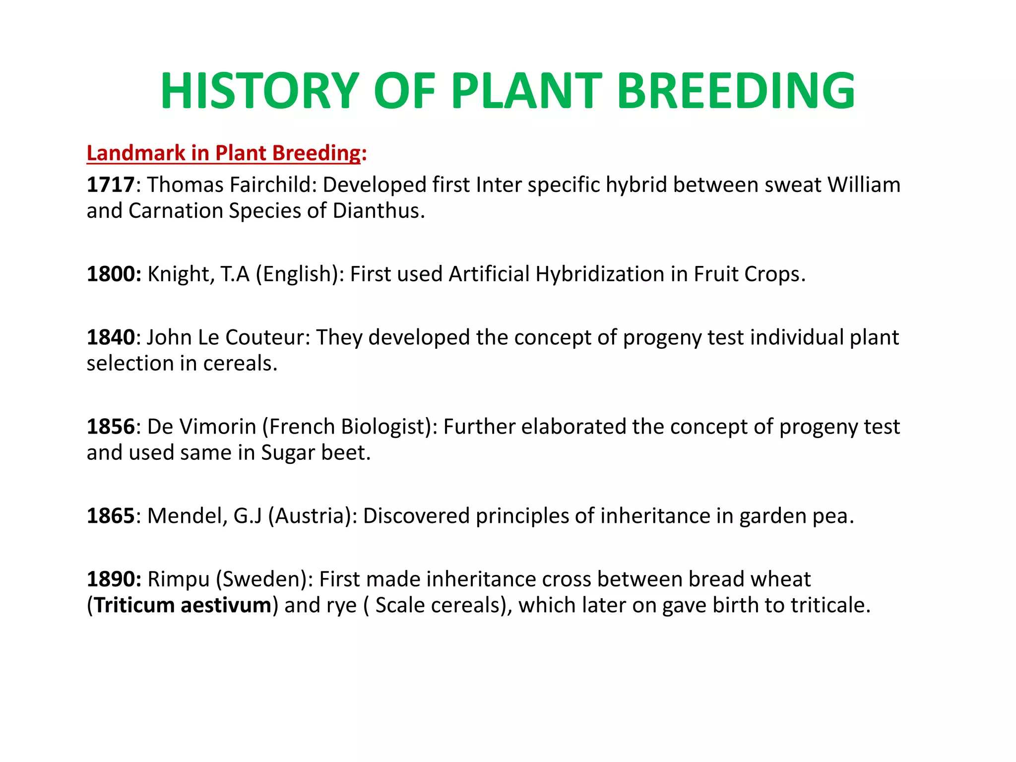 History of plant breeding | PPTX