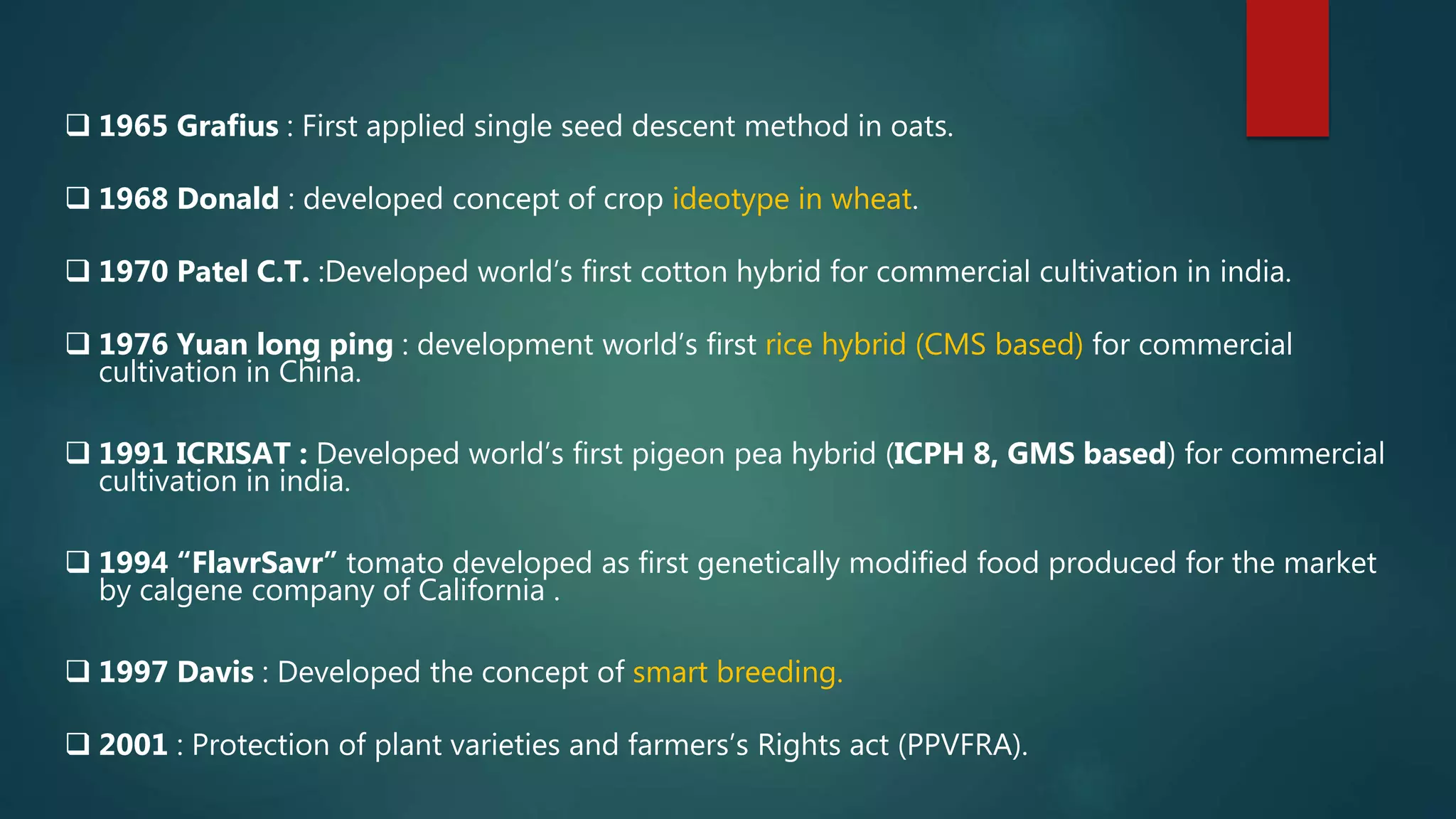 History of plant breeding(Pre and post mendelian era) | PPTX