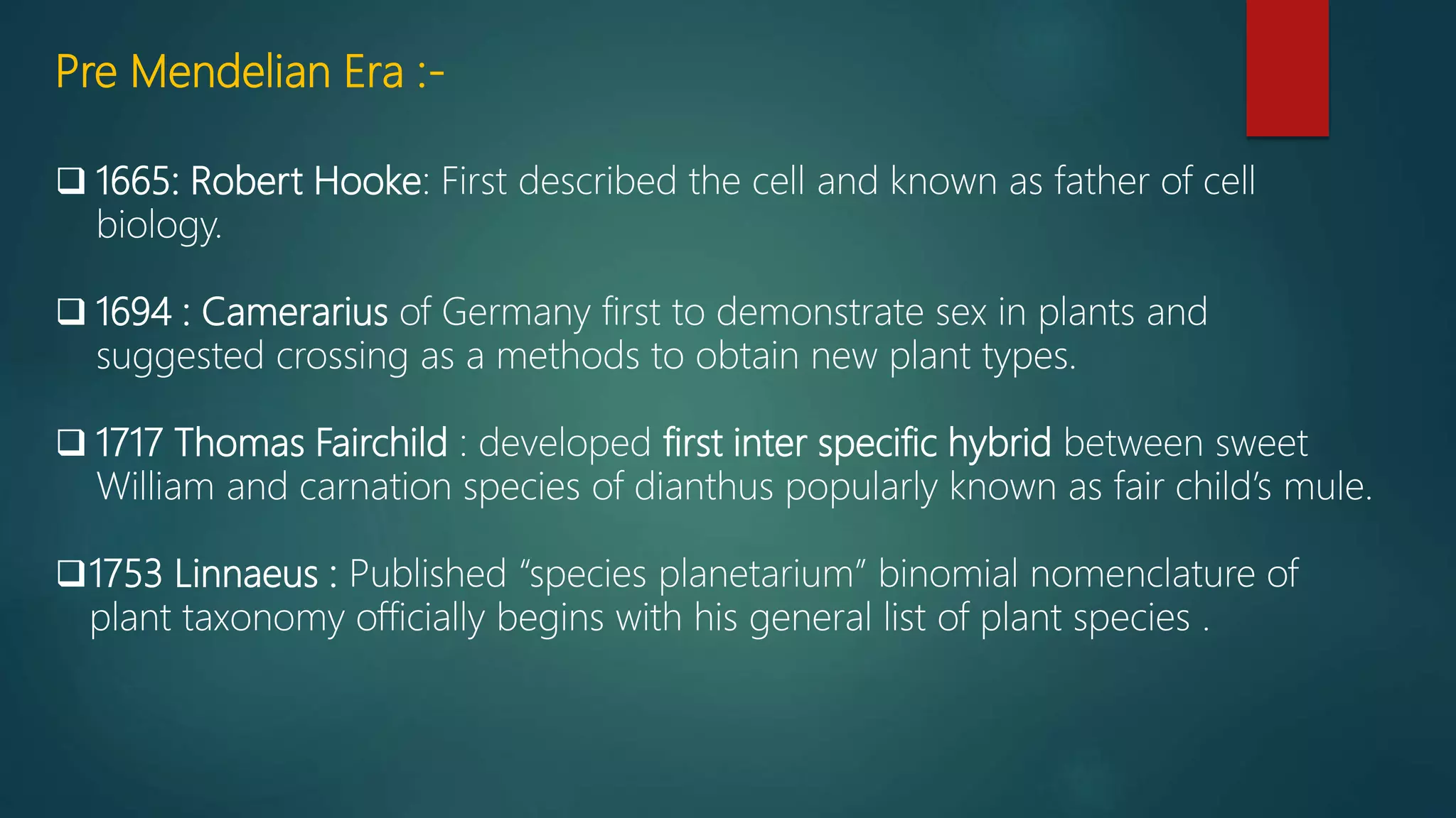 History of plant breeding(Pre and post mendelian era) | PPTX