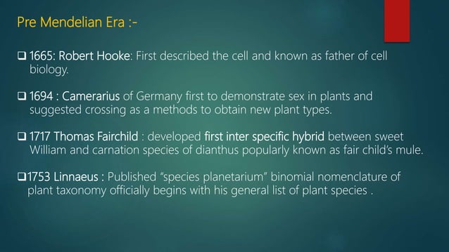 History of plant breeding(Pre and post mendelian era) | PPTX
