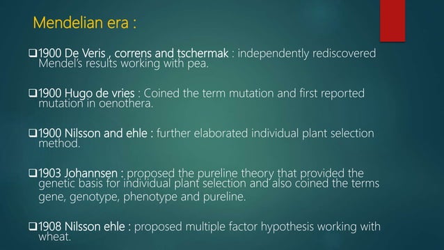 History of plant breeding(Pre and post mendelian era) | PPTX