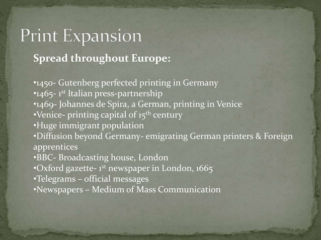 History of print with respect to media | PPT