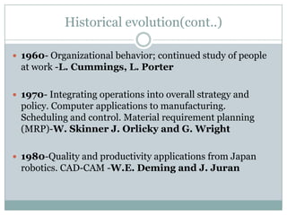 History of production and operations management | PPTX