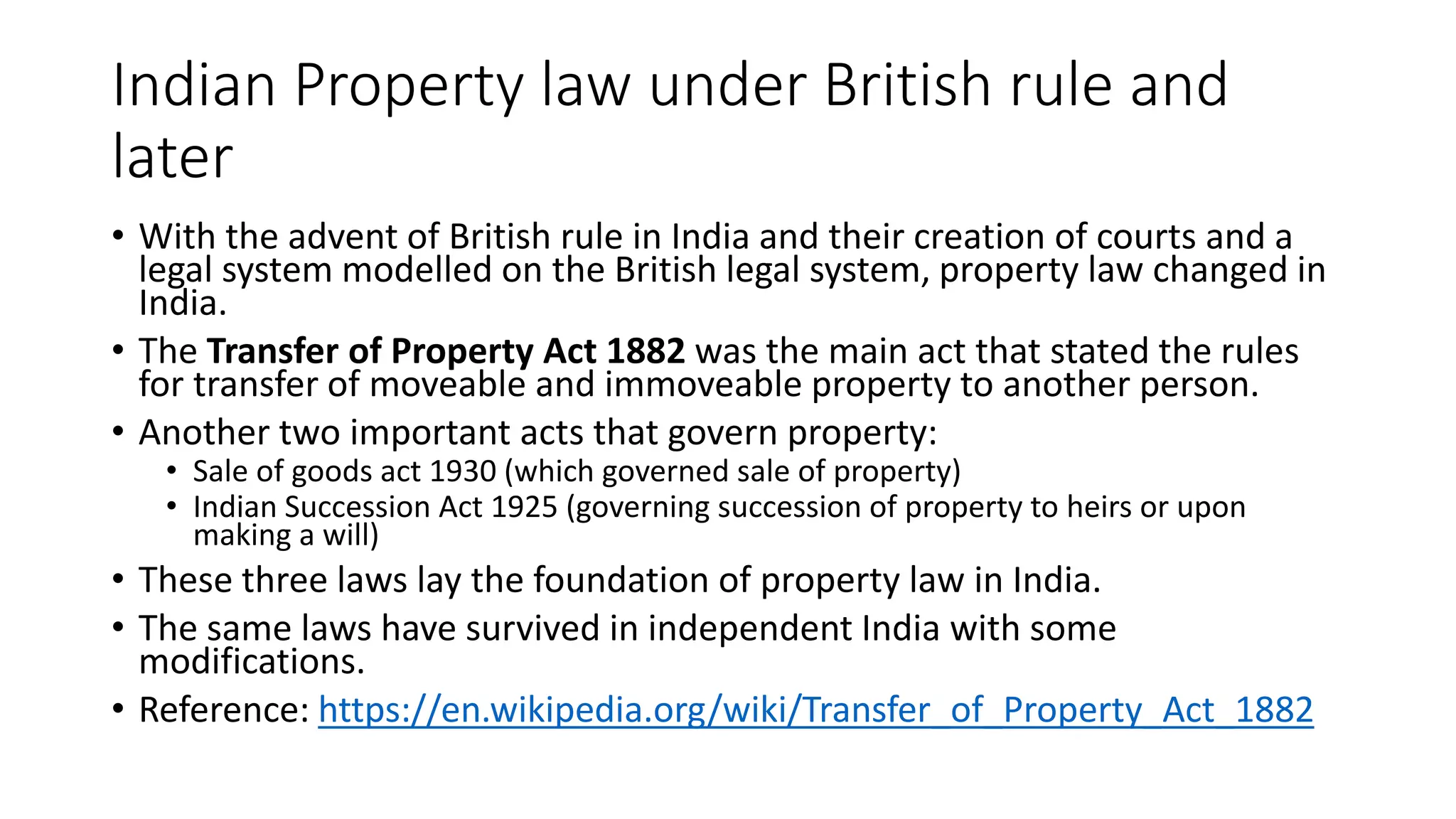 History of property law in india | PPTX
