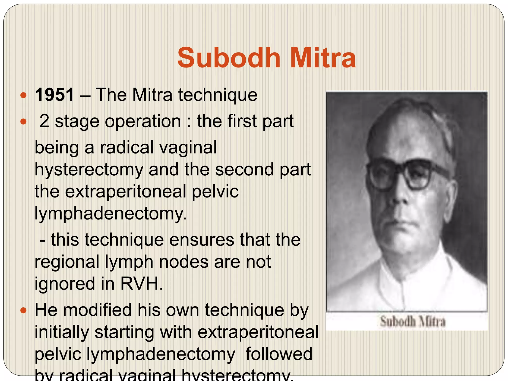 History of radical hysterectomy for cancer cervix | PPTX