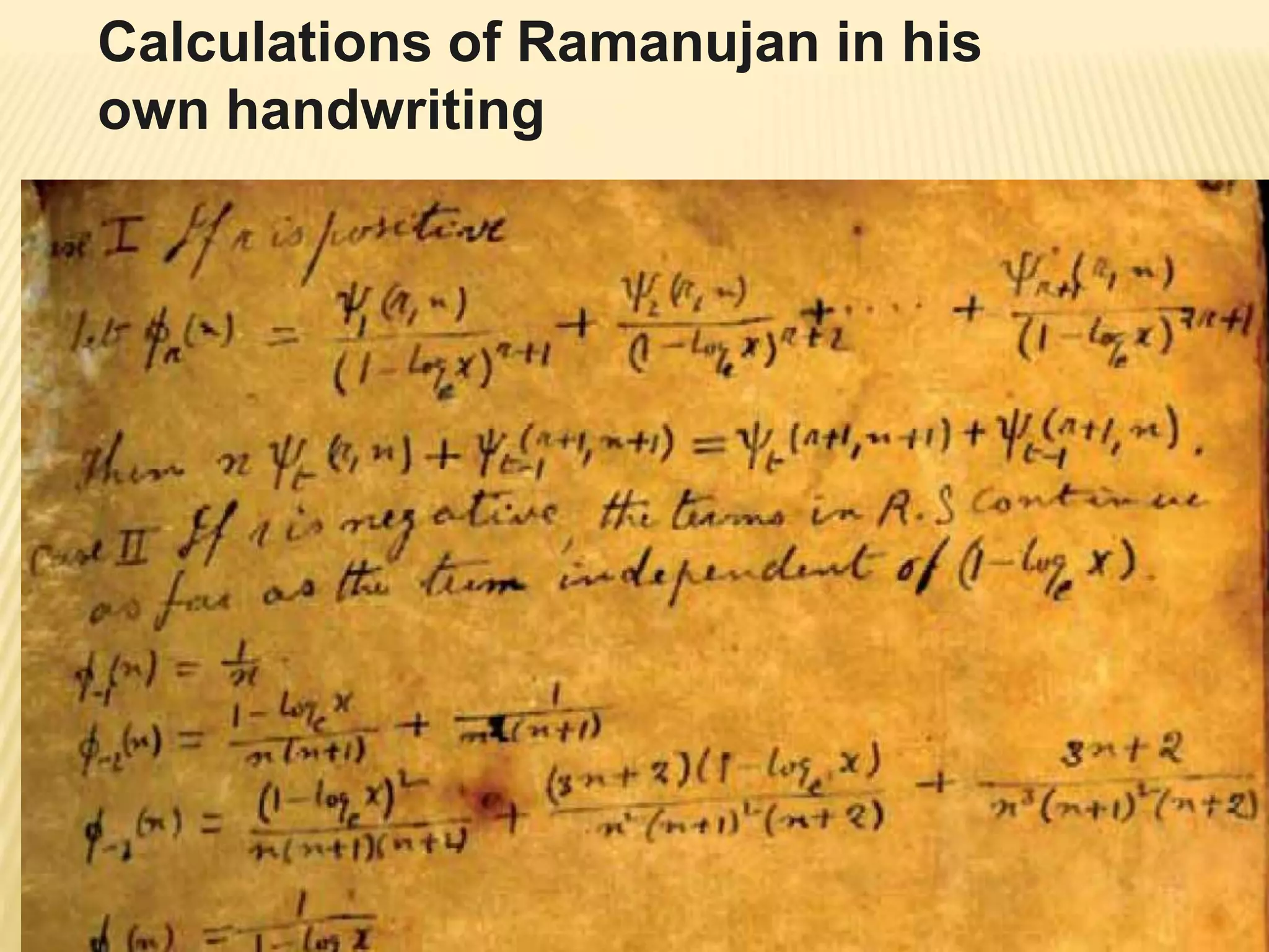 History of ramanujan's and his contributions in mathematics by, sandeep ...