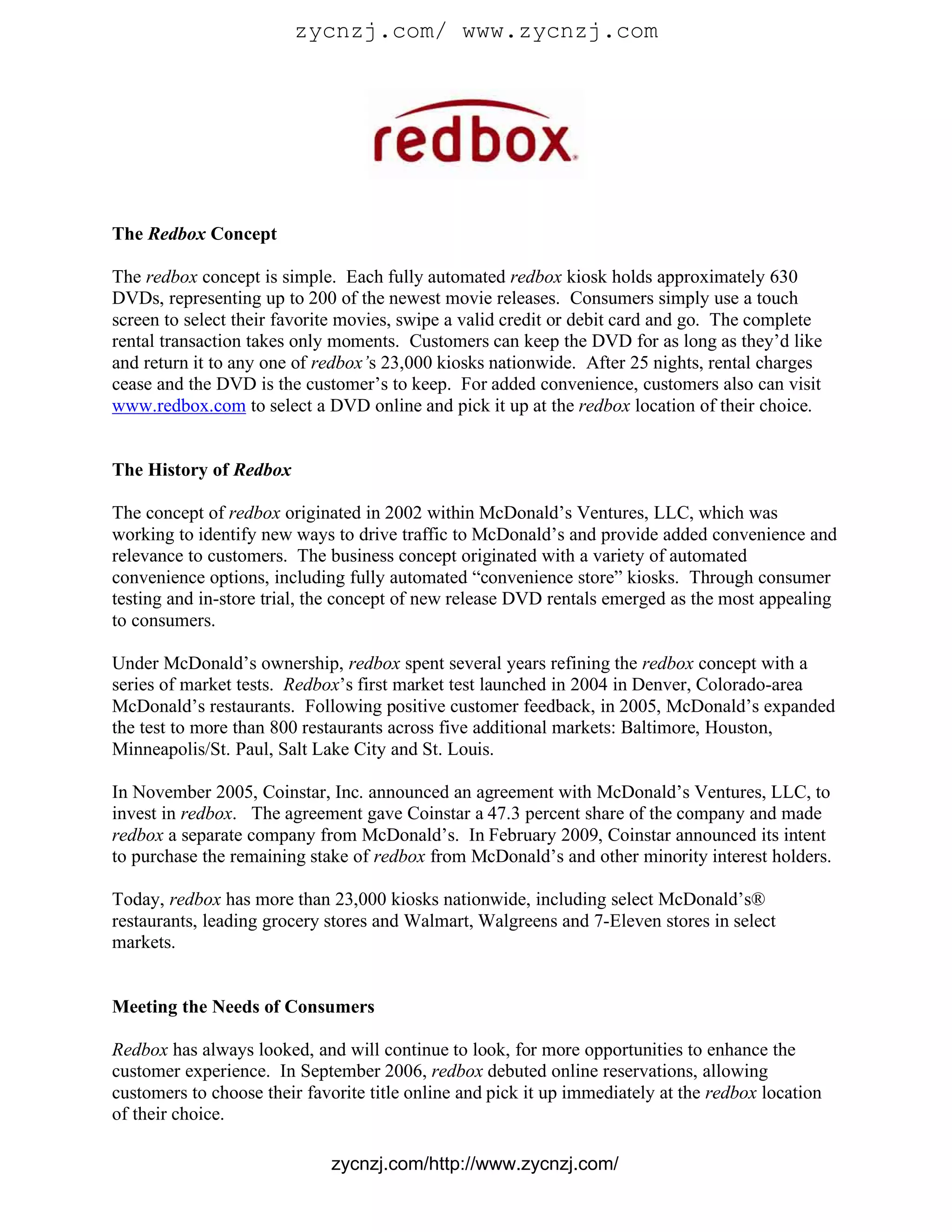 History of redbox | PDF