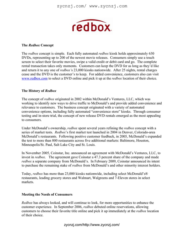 History of redbox | PDF
