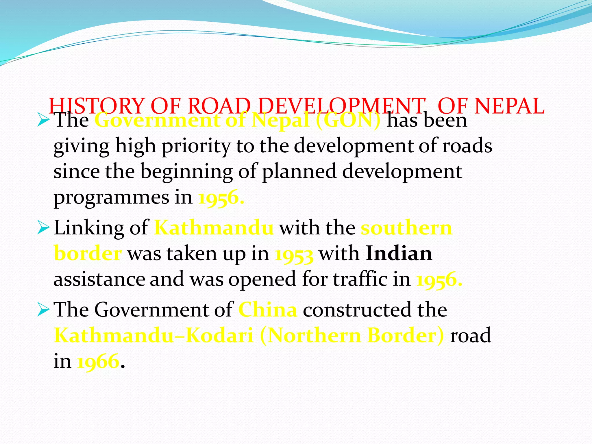History of road in Nepal | PPTX