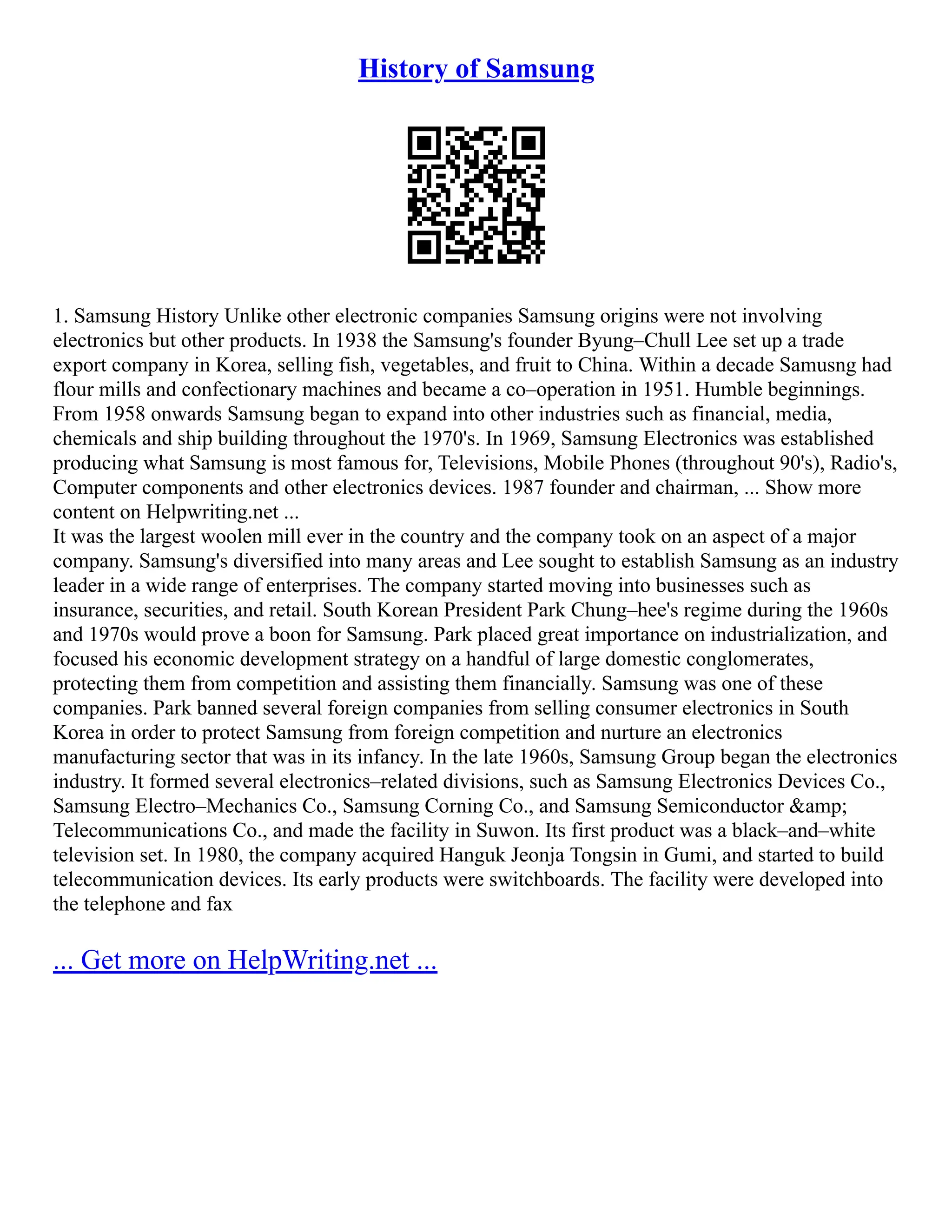 History Of Samsung | PDF