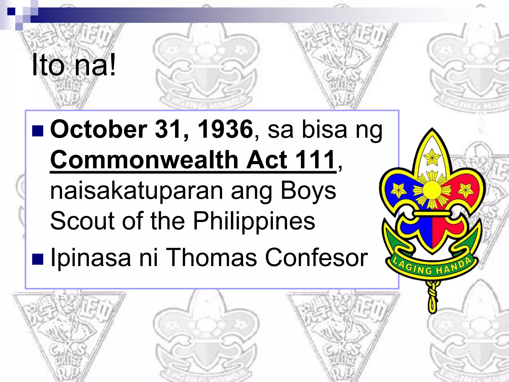 History of scouting in the philippines | PPTX