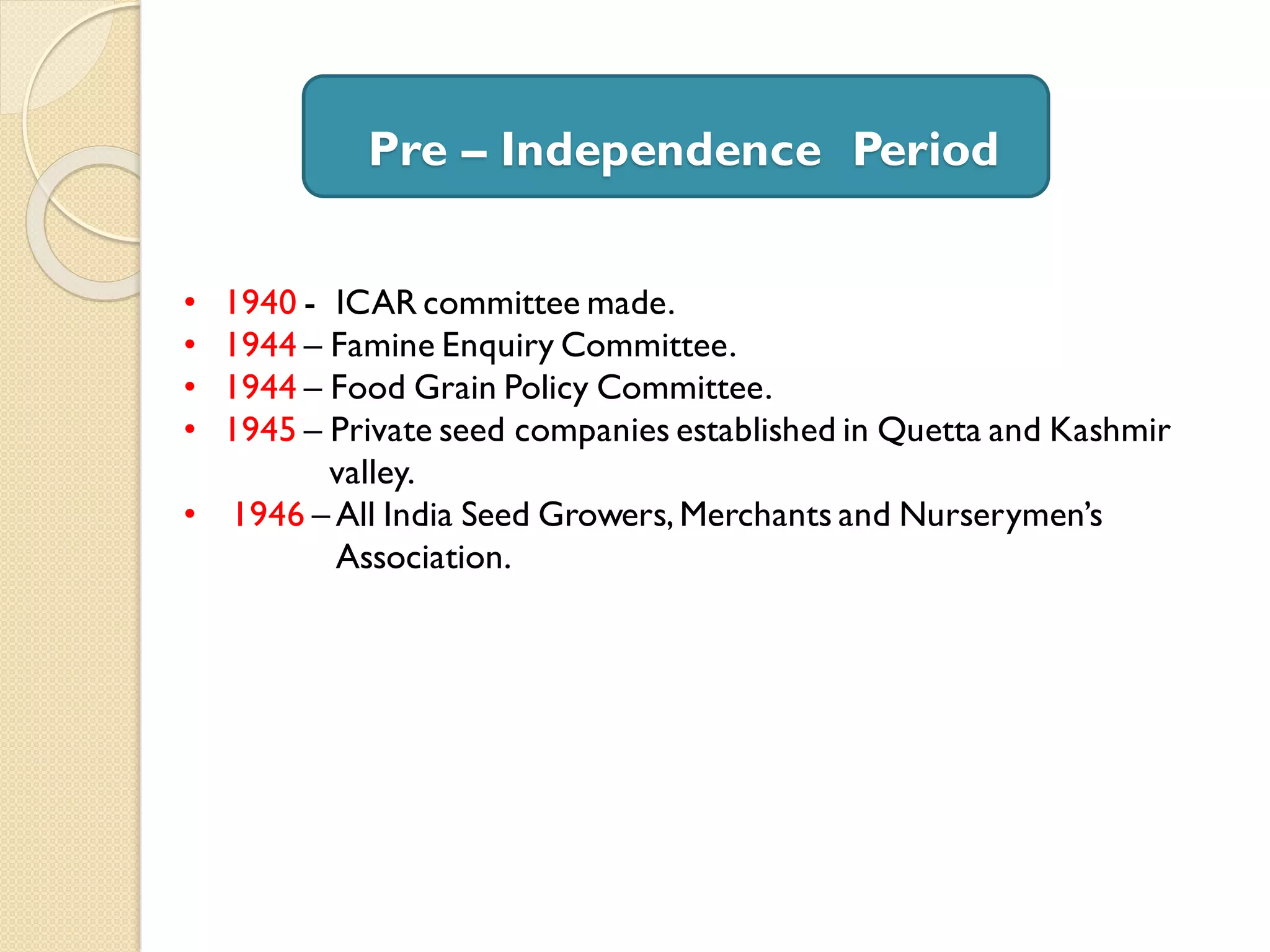 History of seed industry in India. | PDF