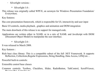 History of silverlight versions and its features | PPT