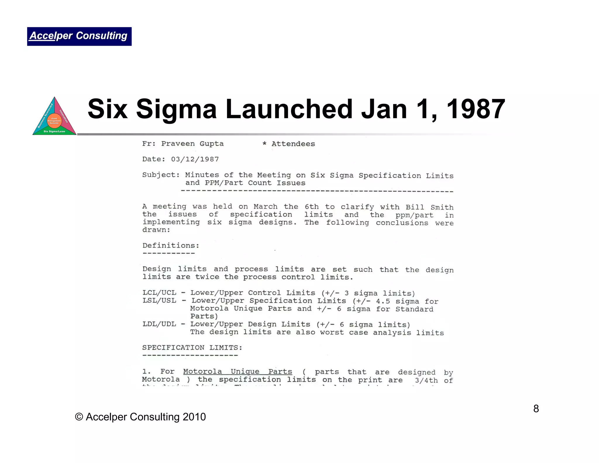 History Of Six Sigma By Praveen Gupta | PDF