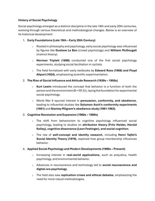 History of Social Psychology (You will be able to understand) | PDF