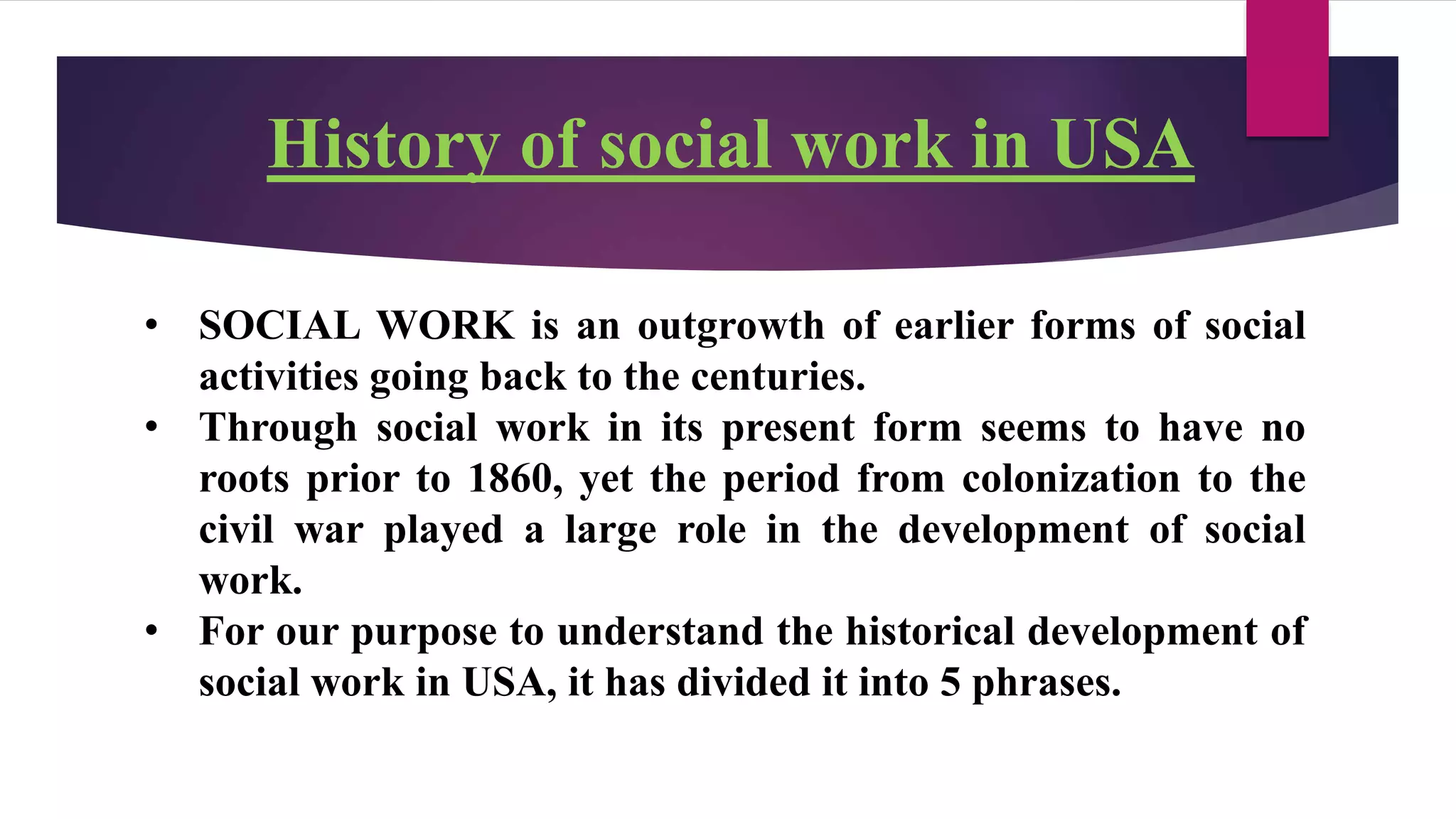 History of social work in usa | PPTX