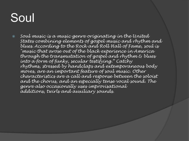 History of soul music | PPTX | R&B/Soul/Funk | Music