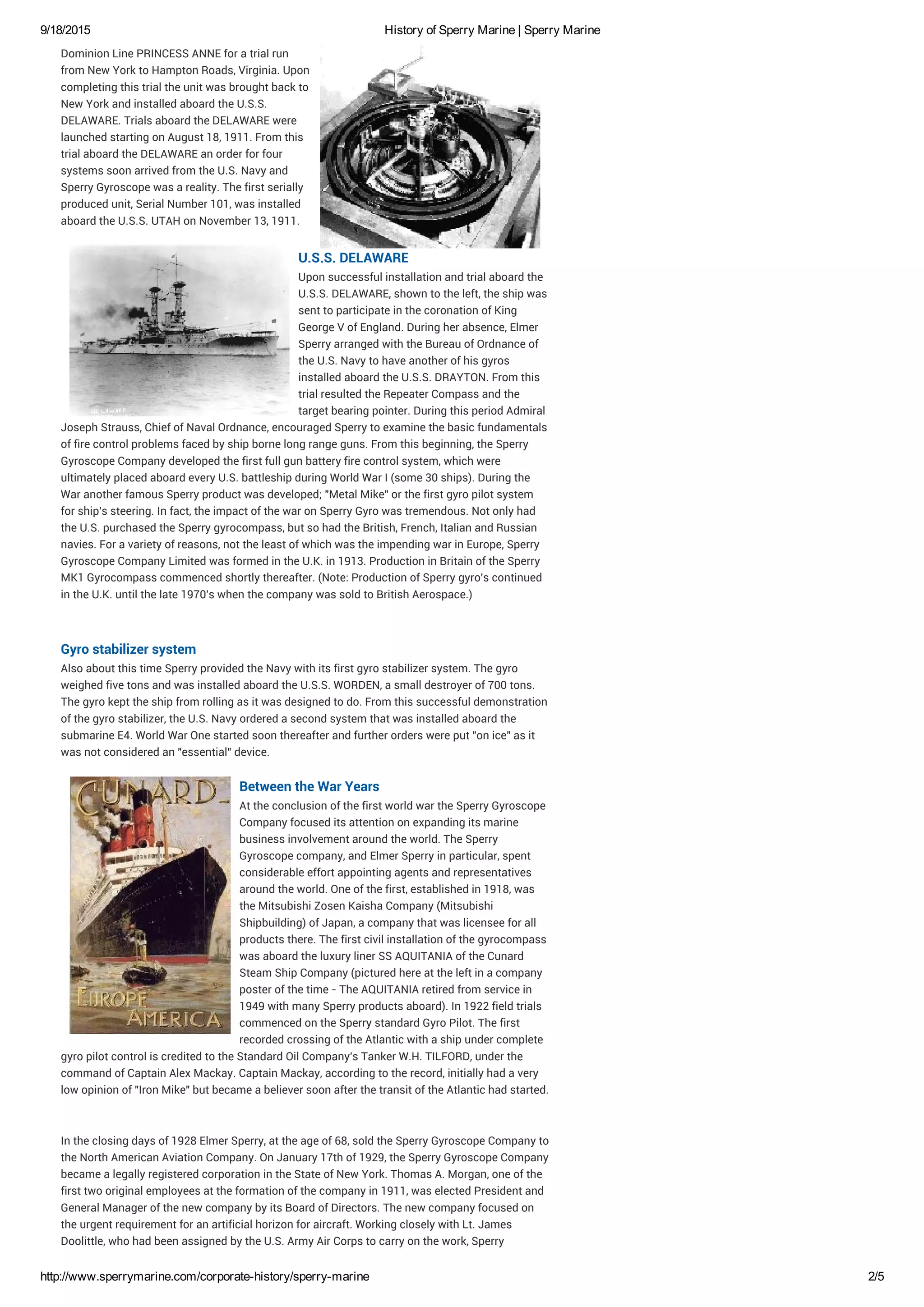 History of sperry marine | PDF