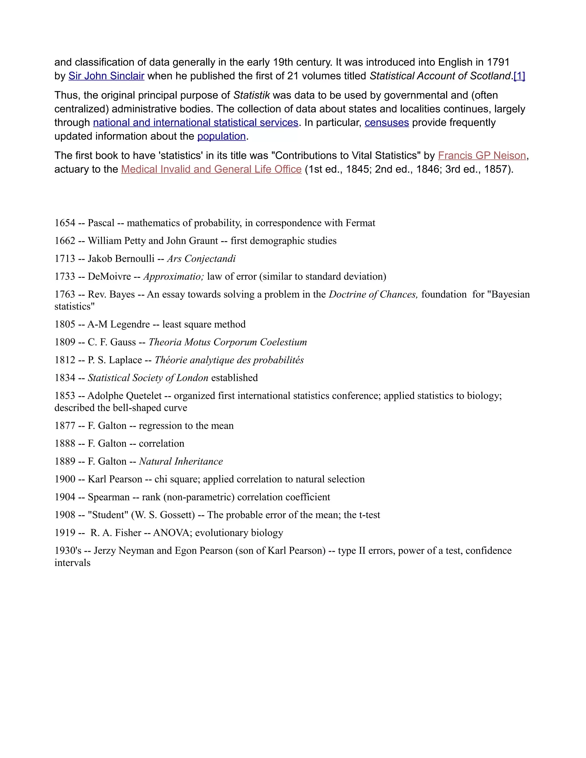 History of statistics | ODT