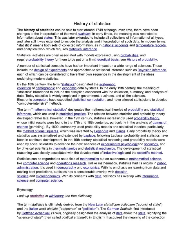 History of statistics | ODT | Physics | Science
