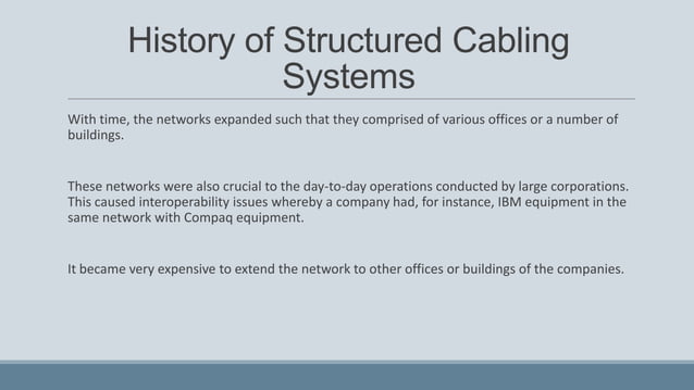History of structured cabling systems | PPTX