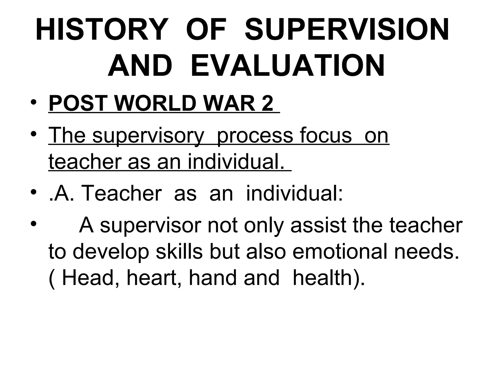 History of supervision and evaluation | PPT