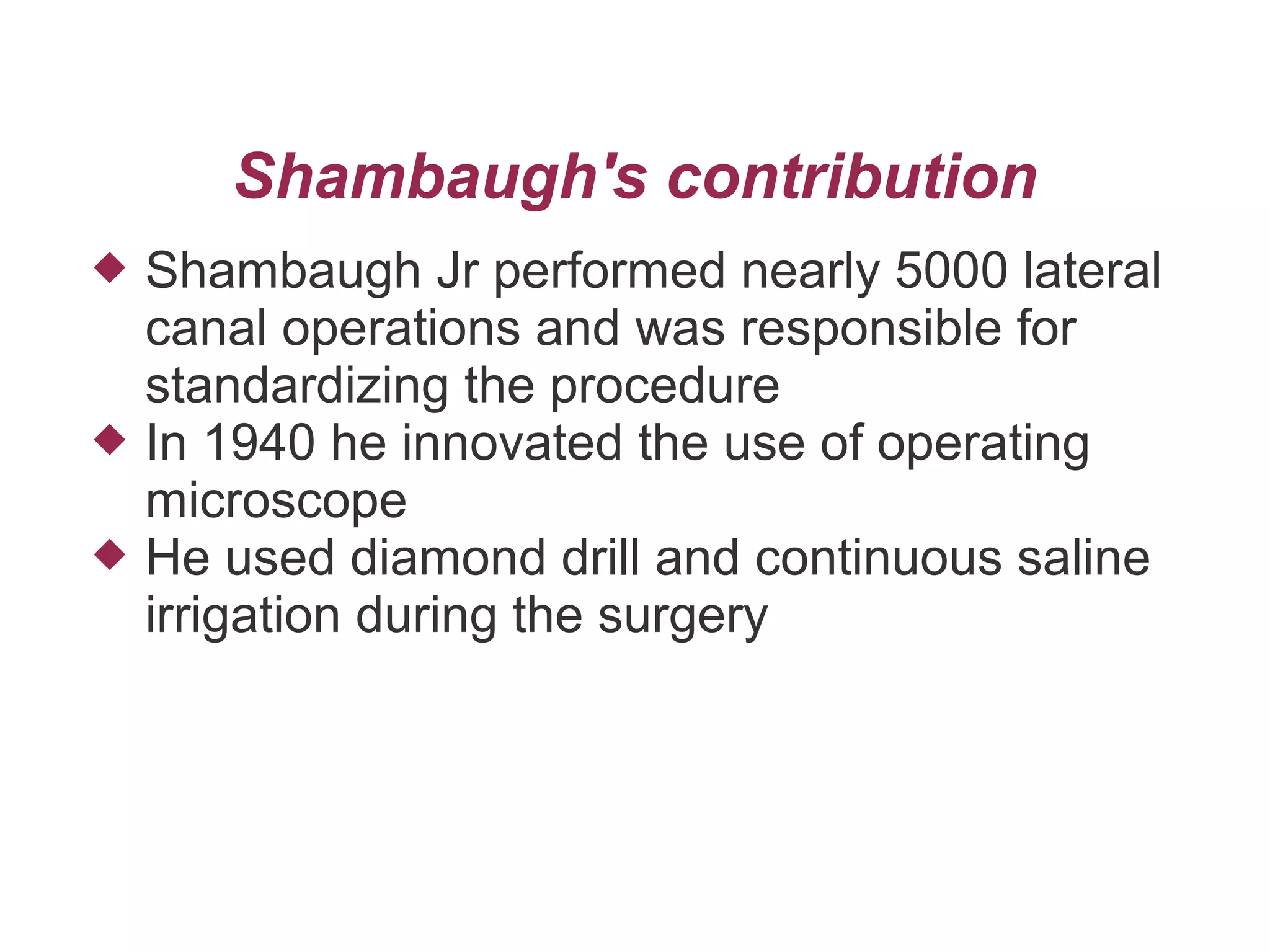 History of surgery to improve hearing | ODP