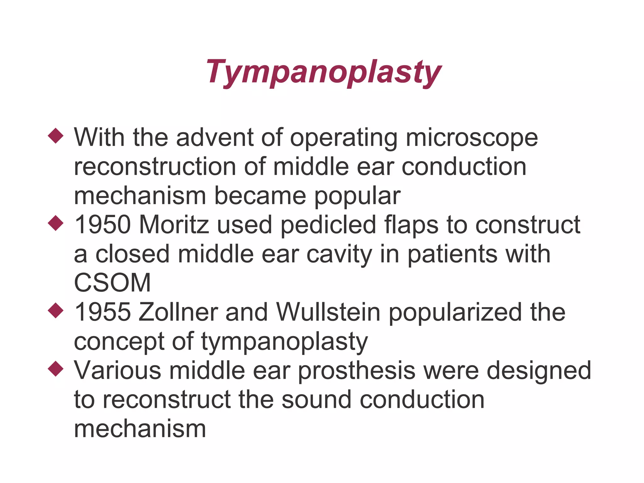 History of surgery to improve hearing | ODP